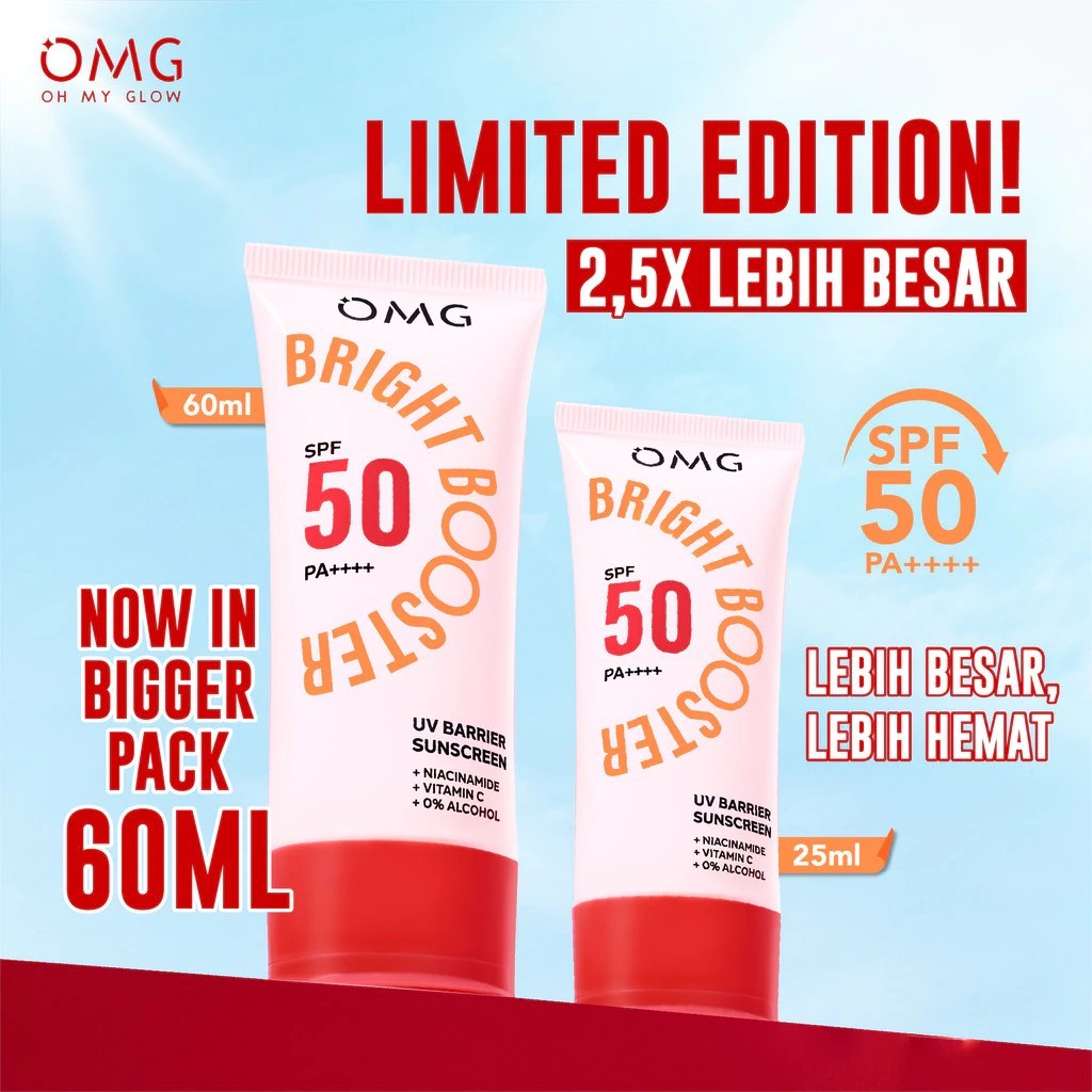 Jual OMG Bright Booster UV Barrier Sunscreen SPF 50 PA++++ 25ml/60ml | Shopee Indonesia