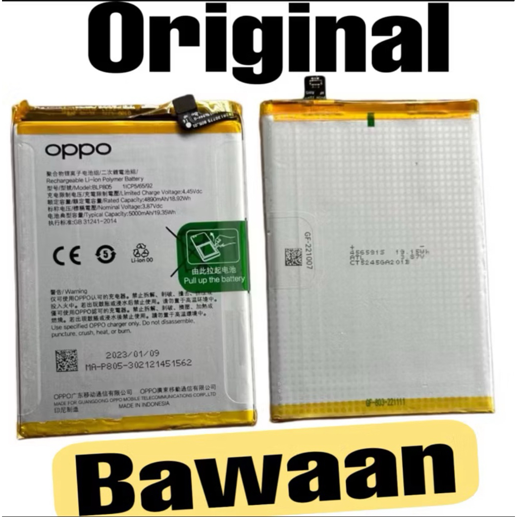 Jual baterai battery oppo A54/A16/A53/A55 4G/A33/A93 BLP805 original ...
