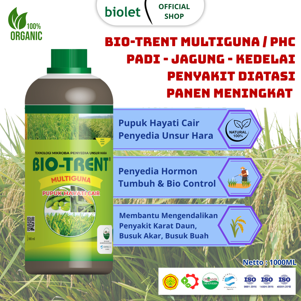 Jual BIOTRENT Multiguna Pupuk Hayati Organik Cair Penyubur Tanaman Padi Jagung Dan Kedelai - 1 ...