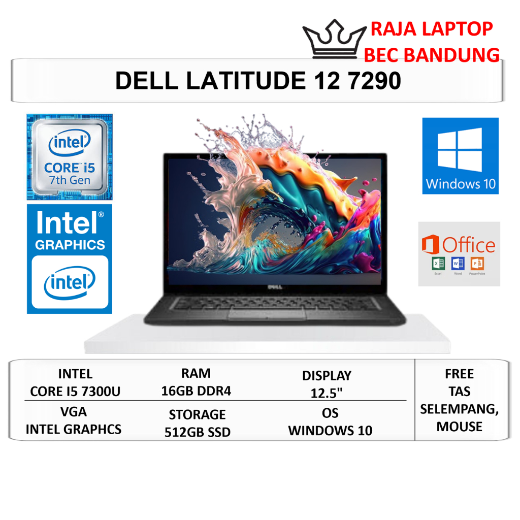 Jual Laptop Dell Latitude 12 7290 Intel Core i5 Ram 16GB SSD 512GB 12 ...