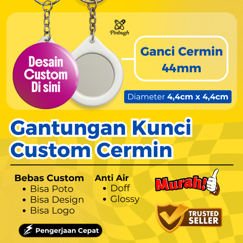 Jual Gantungan Kunci Cermin Custom 44mm/Ganci Custom 44mm/ Ganci Murah ...