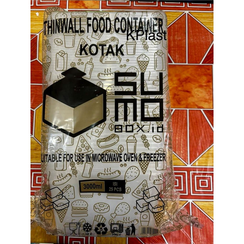 Jual Container Plastik SUMO BOX Kotak 3000 ml 25 pcs | Shopee Indonesia