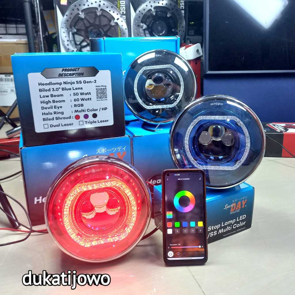 Jual Lampu Depan Ninja SS Set Biled 7 nch Day RGB Headlamp Ninja R ...