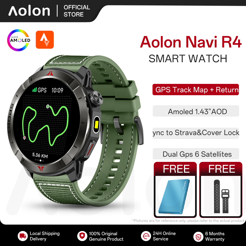 Jual Aolon Navi R4 Smartwatch Aomled AOD Dual-band GPS IP68 Panggilan ...