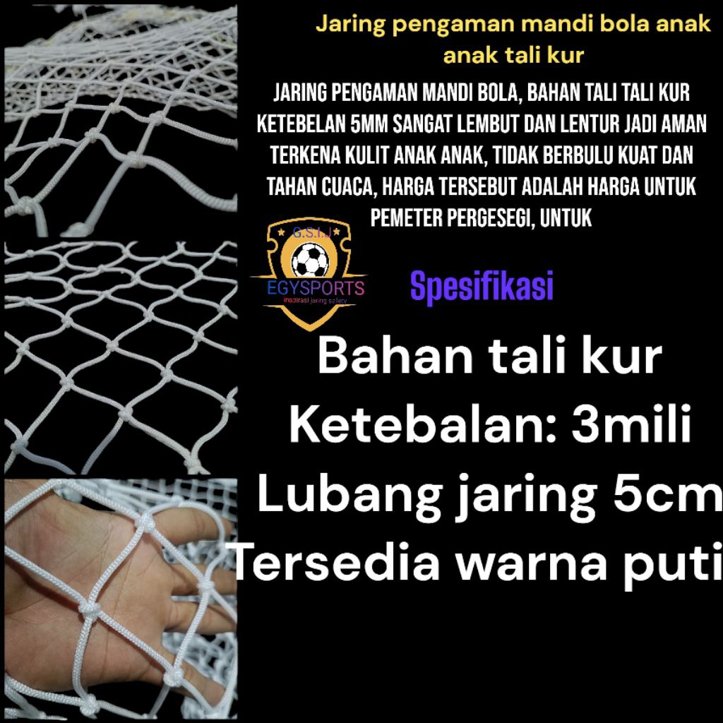 Jual jaring pengaman mandi bola bahan tali kur original/Playground ...