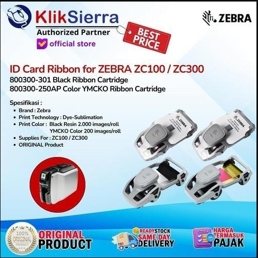 Jual RIBBON ZEBRA 800300-250AP - YMCKO Full Color Ribbon For Printer ID ...