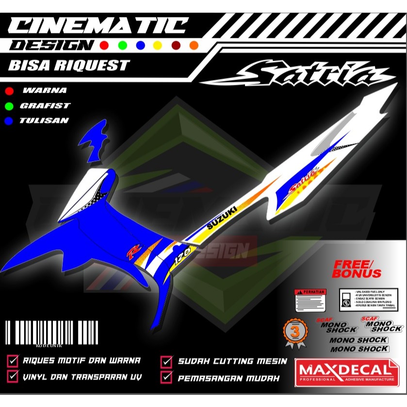 Jual sticker striping satria hiu 2tak lscm transparan uv (bisa riquest ...