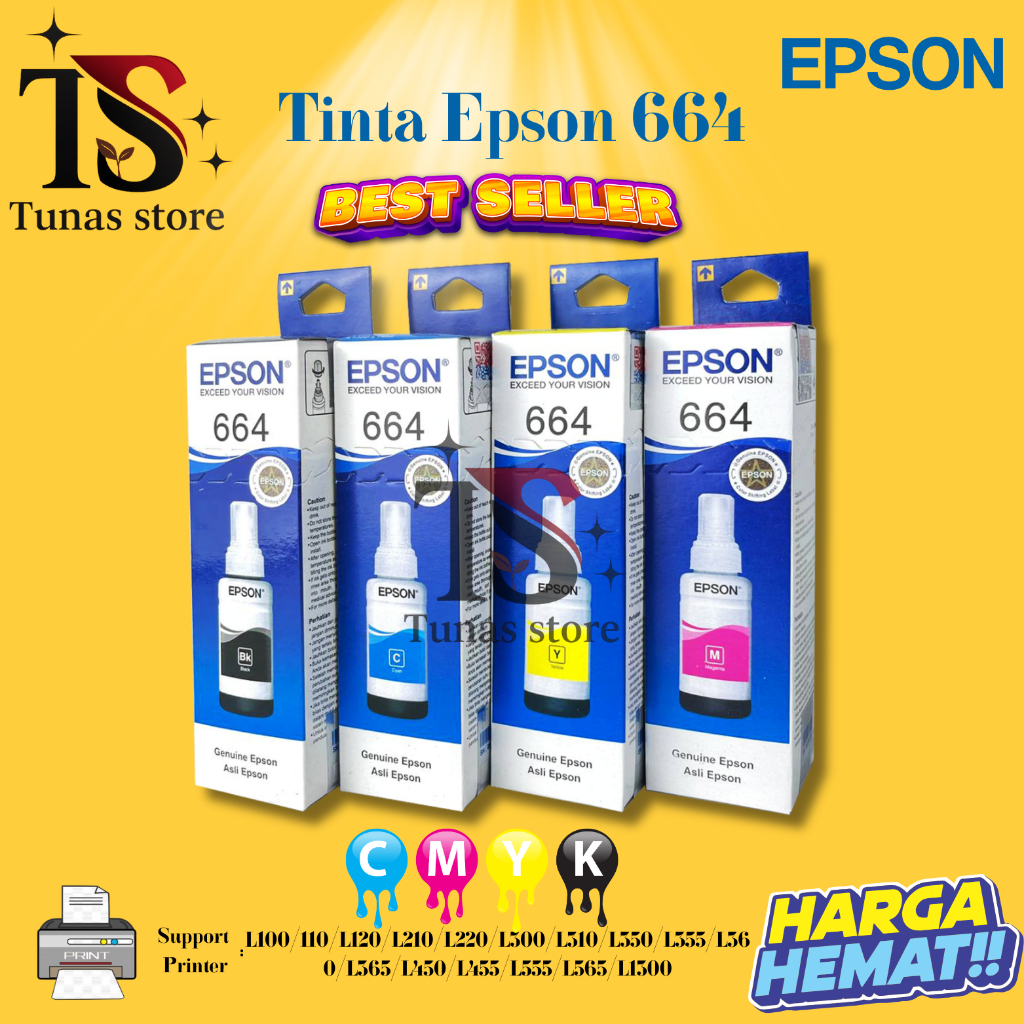 Jual 1 SET 4 PCS Tinta Epson 664 Tipe Printer L100 L110 L111 L120 L130 L132 L200 L210 L211 L220 ...
