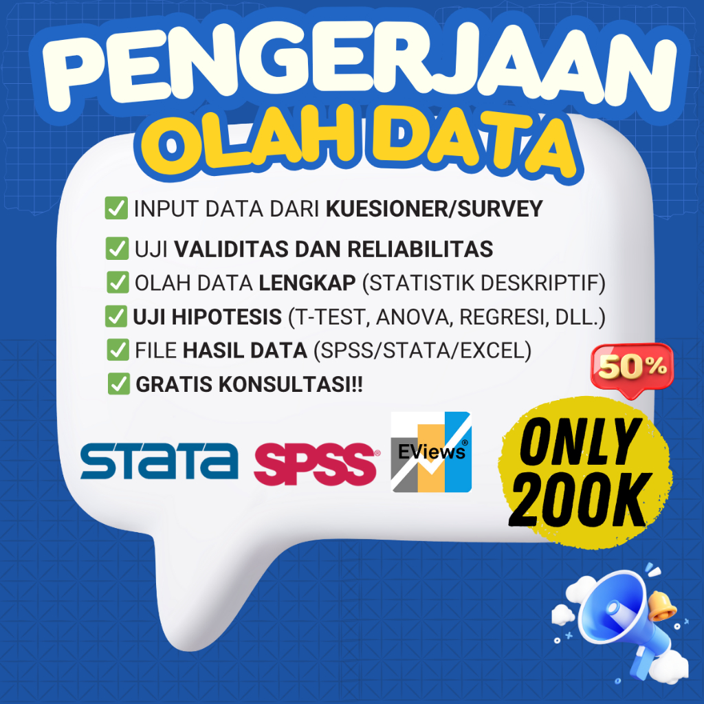 Jual Jasa Olah Data SPSS SMART PLS STATA EVIEWS - Regresi Korelasi Uji T ANOVA | Shopee Indonesia