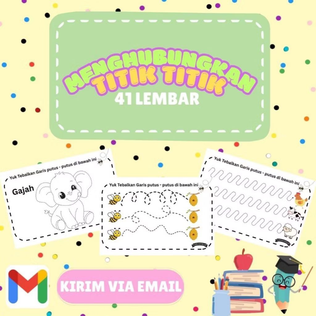 Jual 41 Lembar Worksheet TK: Aktivitas Menghubungkan Titik | Printable ...