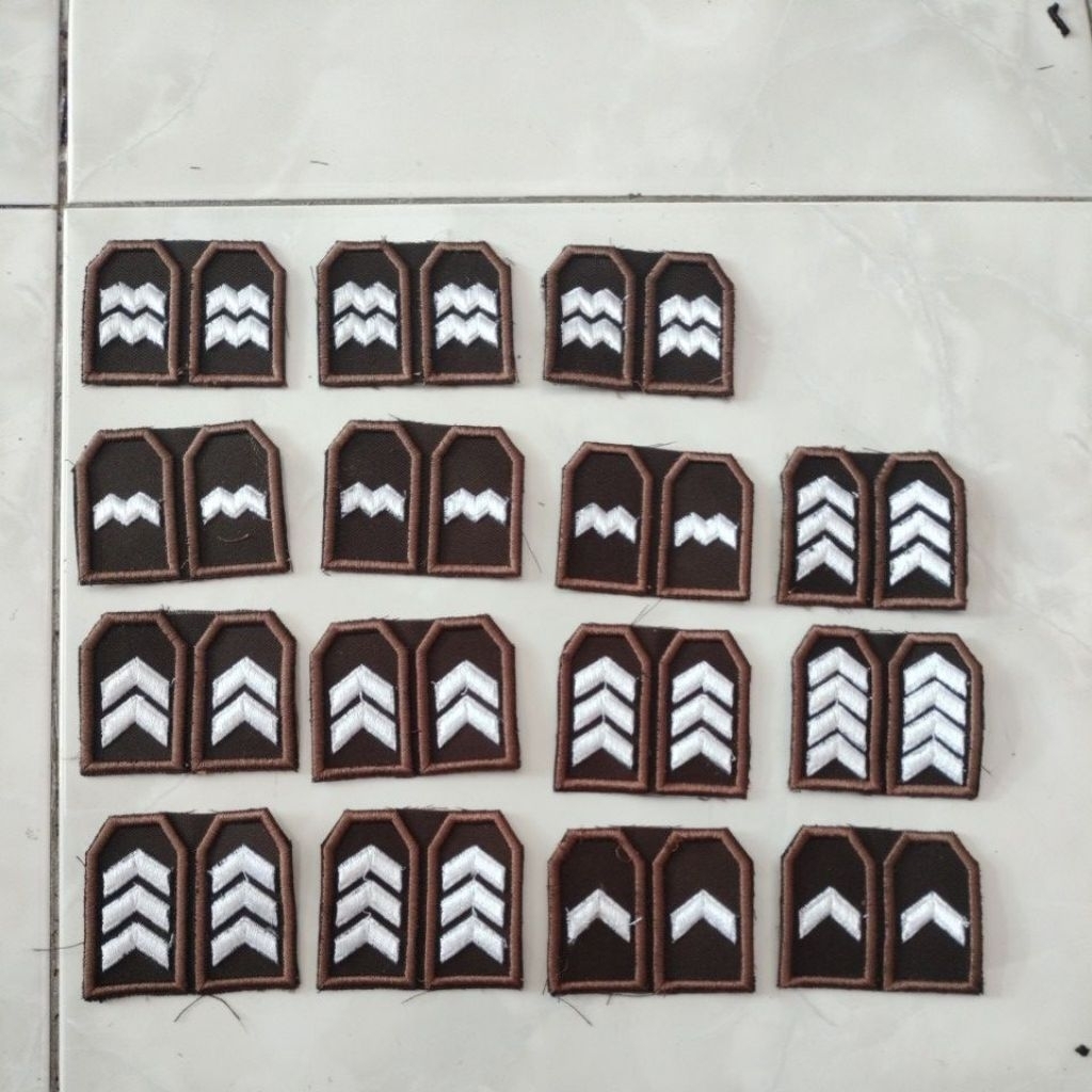 Jual Tanda pangkat pdl bintara coklat/pangkat pdl bordir timbul/pangkat ...