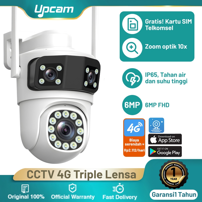 Jual CCTV Outdoor 4G 3 Kamera 6MP Gratis Kartu SIM Telkomsel / Tanpa ...