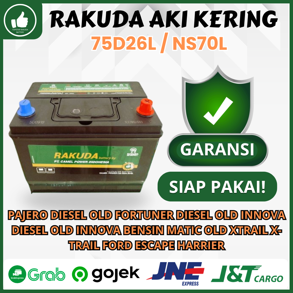 Jual AKI KERING RAKUDA 75D26L / NS70L 12V 70AH PAJERO DIESEL OLD ...