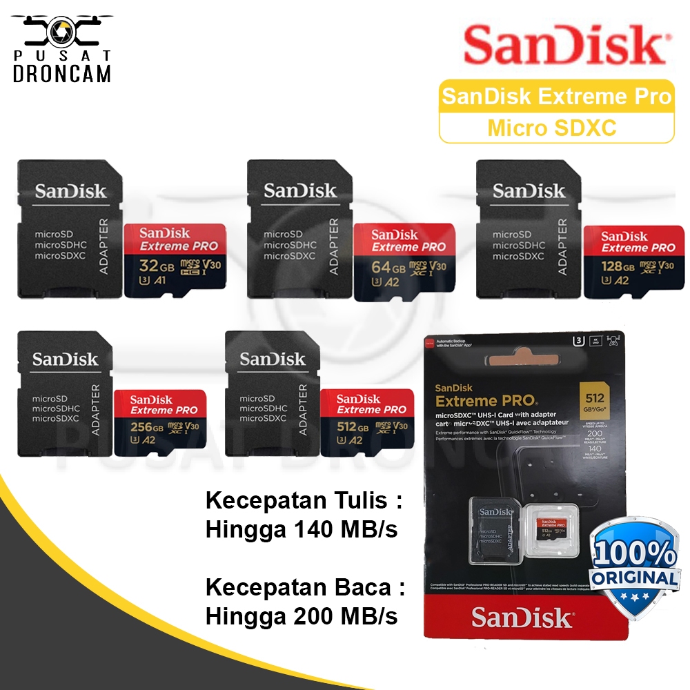 Jual Sandisk Extreme Pro Micro SD / MicroSD 32GB - 64GB - 128GB - 256GB ...