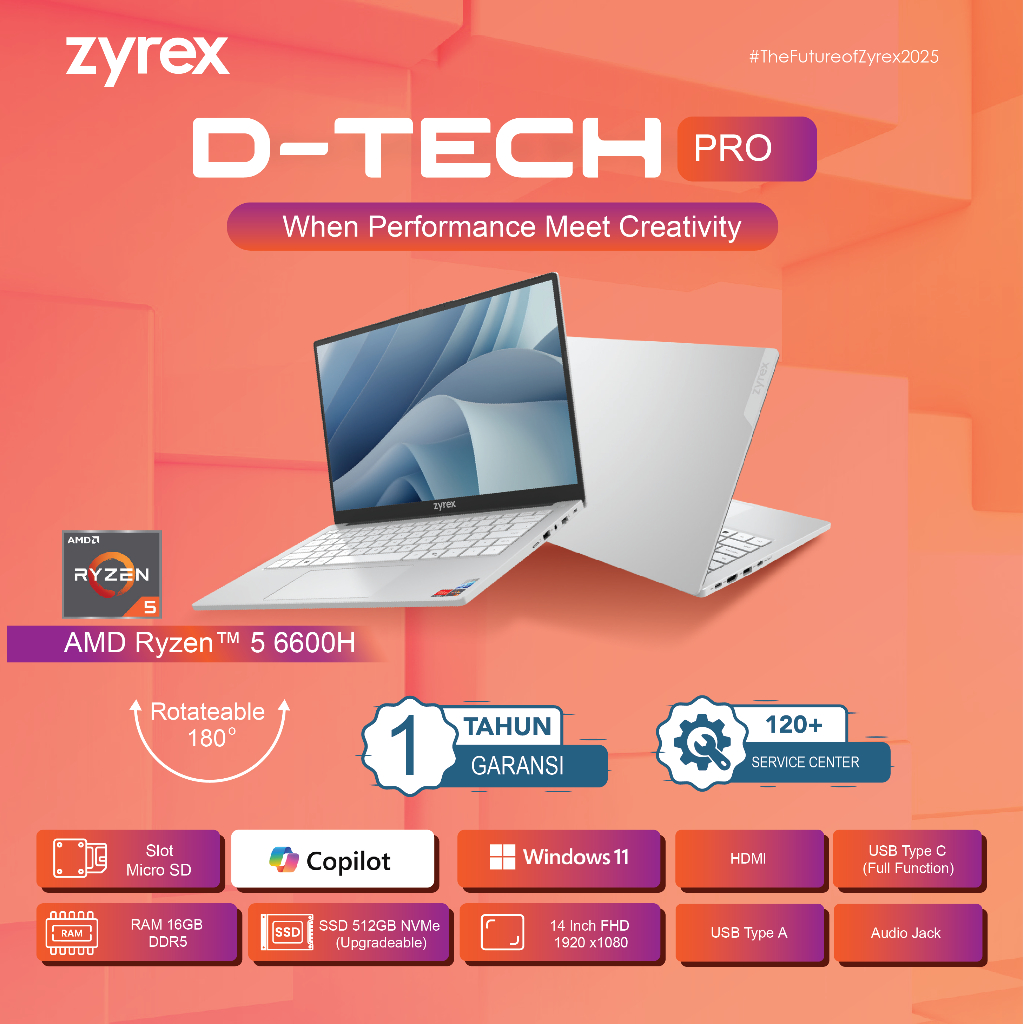 Jual NEW LAUNCH LAPTOP ZYREX D-TECH PRO V1 RYZEN 5 6600H 16GB 512GB W11 14.0FHD IPS BLIT LAN ...