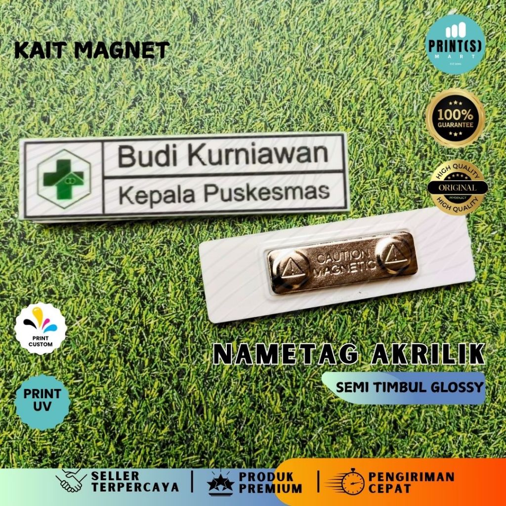 Jual Papan Nama Dada Custom Pin Nama Name Tag dada bahan Acrylic Kait ...