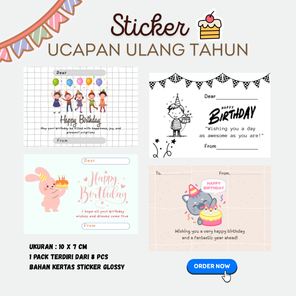 Jual Sticker Ucapan Ulang Tahun/Label Ucapan Ulang Tahun | Shopee Indonesia