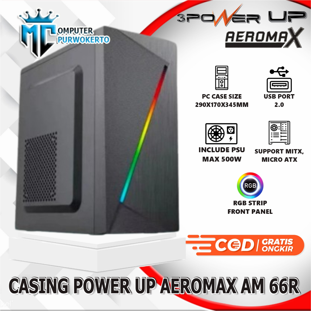 Jual Casing PC POWER UP Micro ATX AEROMAX with PSU 500W | Shopee Indonesia