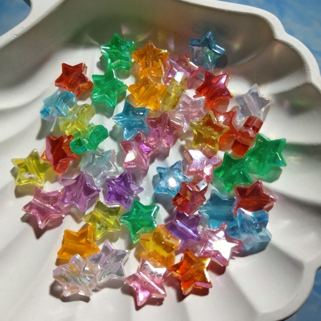 Jual (4g) Manik Bintang Akrilik Bening Transparan Warna Mix | Shopee ...