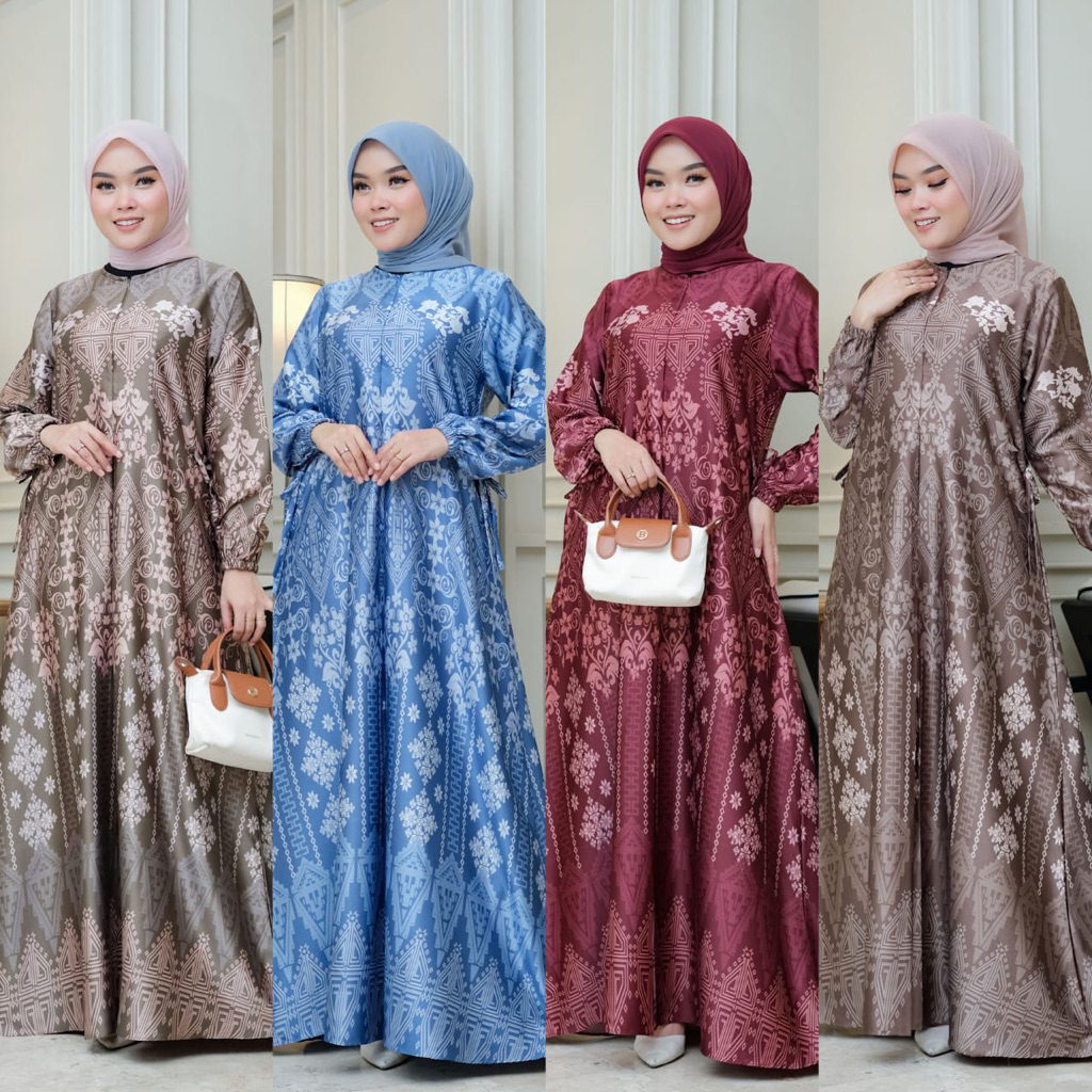 Jual gamis silk motif premium terbaru busui dan jumbo | Shopee Indonesia