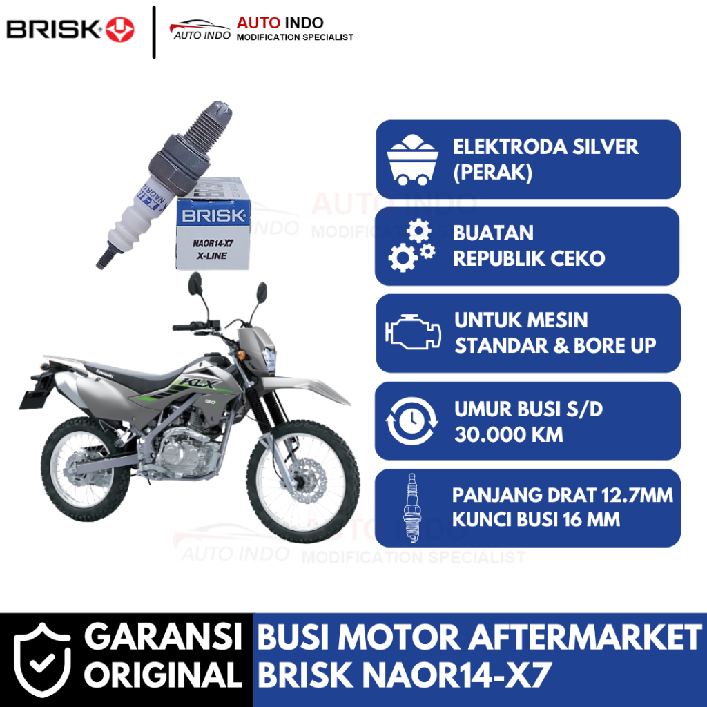 Jual Busi Motor Brisk Xline Racing NAOR14-X7 untuk Kawasaki KLX 150 ...
