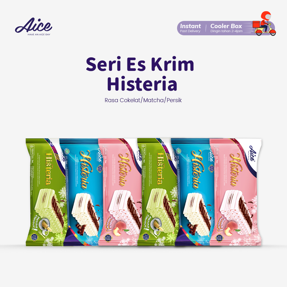 Jual Aice Ice Cream Histeria/Es Krim Batang rasa Vanilla Matcha Persik ...