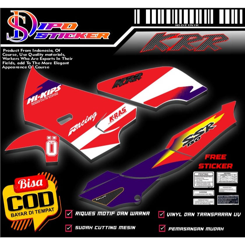 Jual stiker striping ninja krr SSR 150 non fairing transparan uv (bisa ...