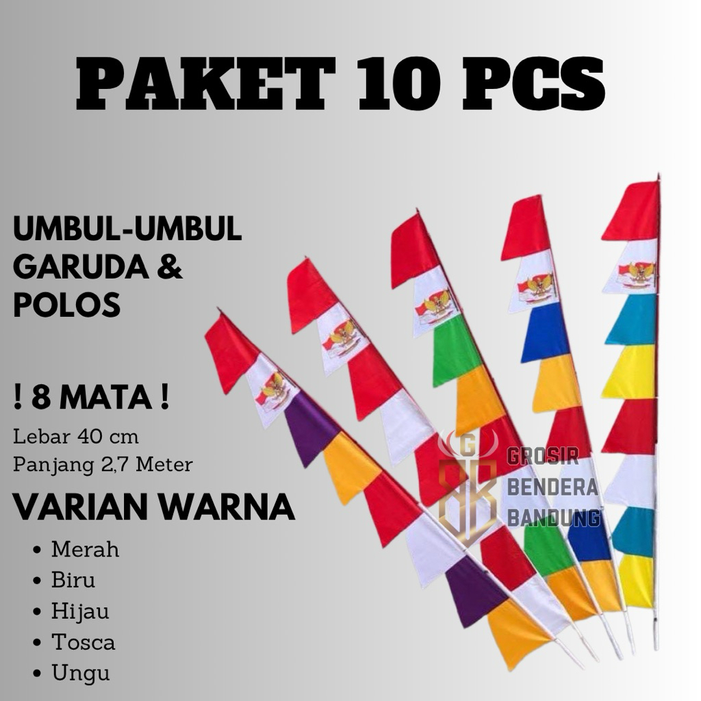 Jual Bendera Umbul Umbul Paket 10 pcs (Isi 10 Pcs) Garuda dan Polos ...