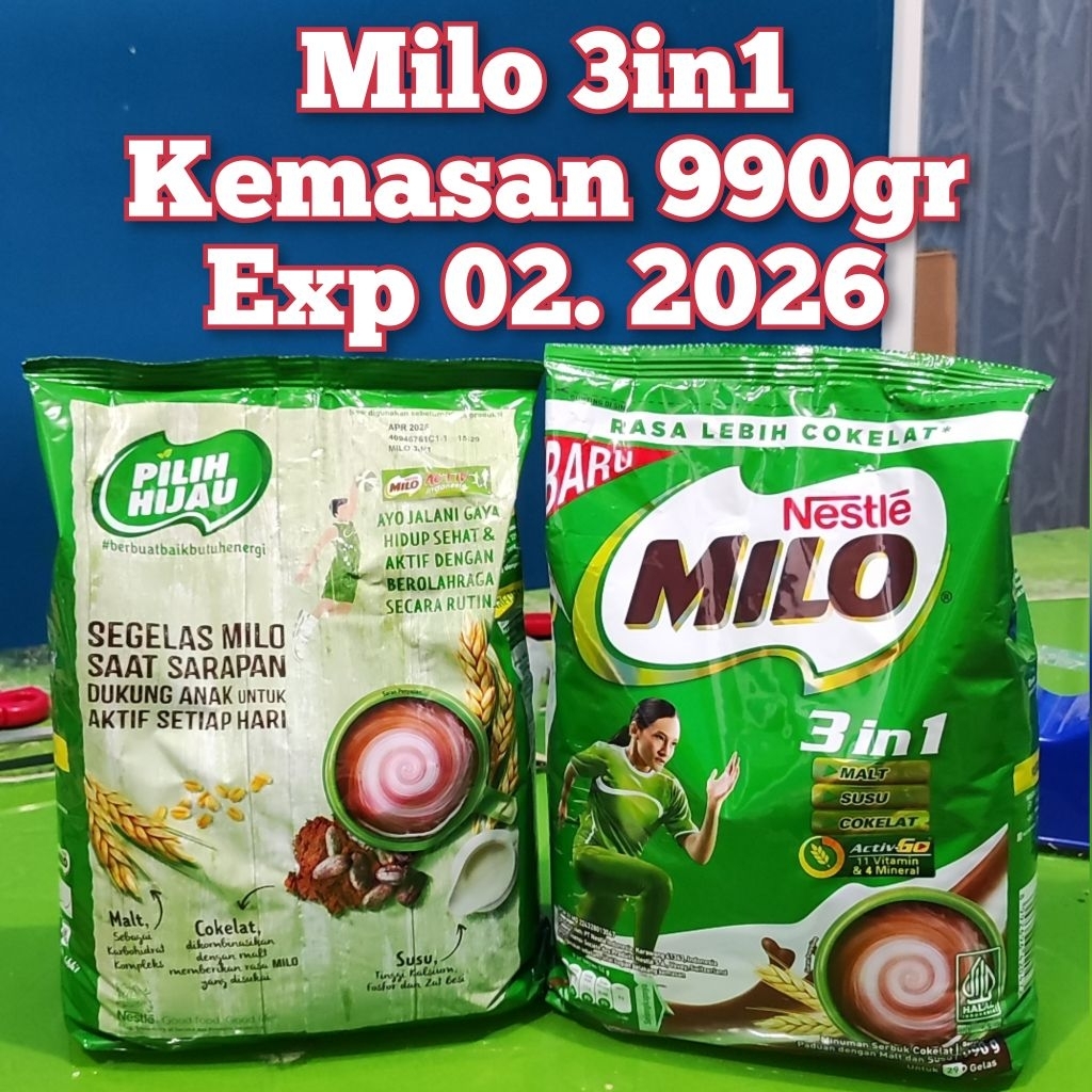 Jual Nestle Milo 3 in 1 990GRAM milo 3in1 bubuk susu cokelat 3in1 Milo ...