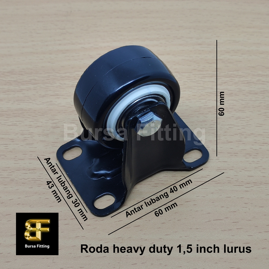 Jual Roda caster hitam 1,5 inch mati / roda lemari / roda trolley ...
