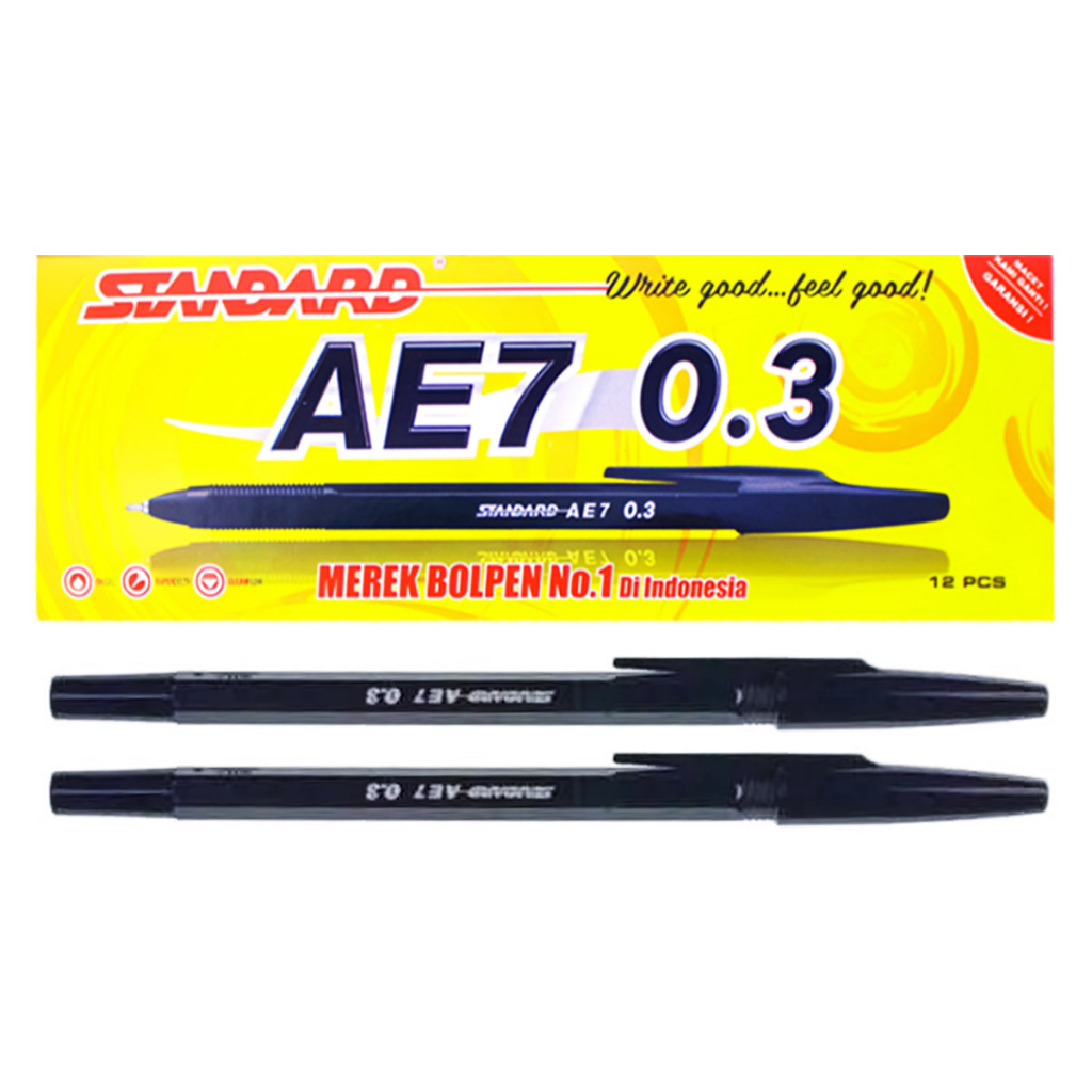 Jual Pulpen 0.3mm Standart AE-7 Pena Ballpoint Warna Hitam 1 Pcs ...