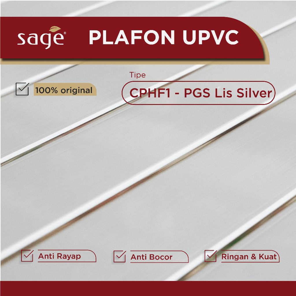 Jual UPVC Plafon Sage / CPHF1-PGS Lis Silver 20 cm / Dr Shield / Plafon UPVC / Plug Interlock ...