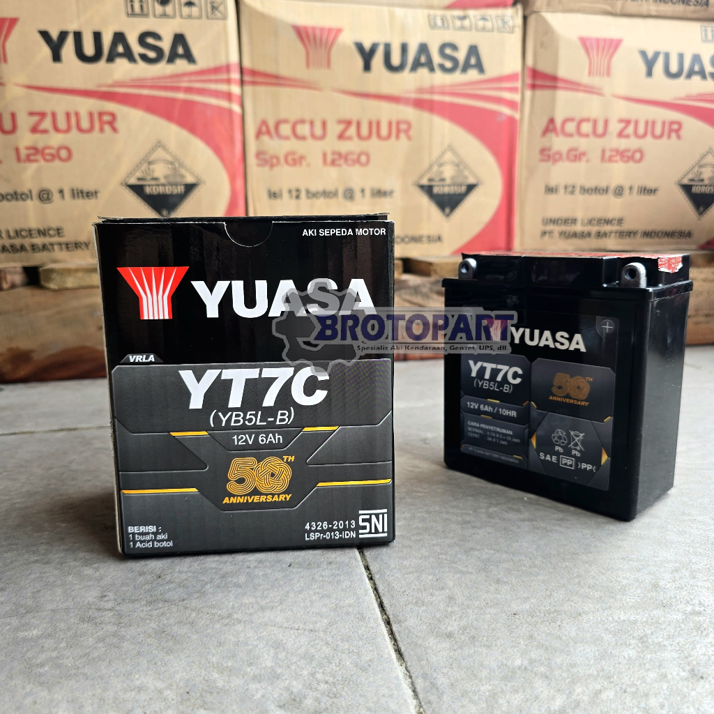 Jual Aki Motor YUASA YT7C GM5Z-3B 12V 6Ah MF Aki Kering Original | Shopee Indonesia