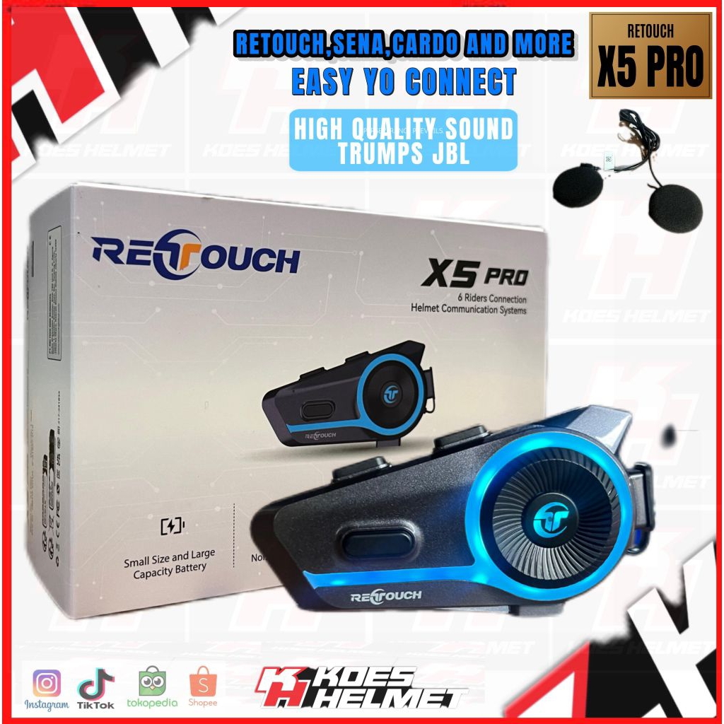 Jual Intercom Retouch X5 NEW | X5 PRO Bluetooth intercom | Shopee Indonesia