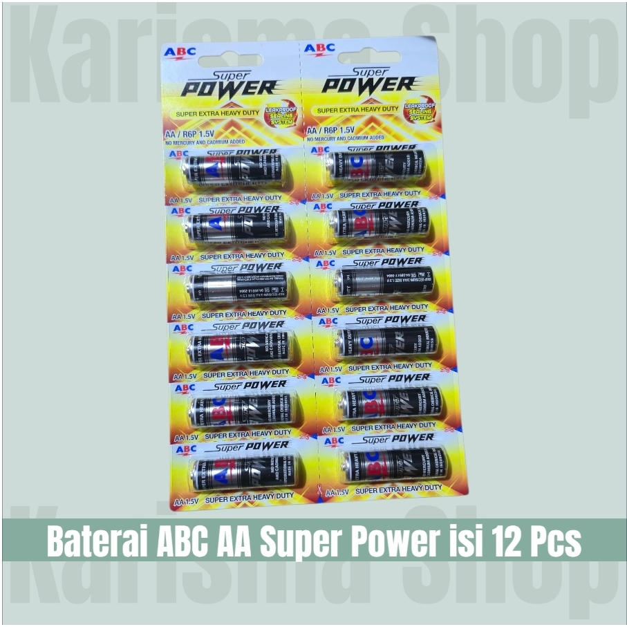 Jual BATERAI AA / A2 ABC SUPER POWER ISI 12 PCS / KEMASAN RENTENG BATRE ...