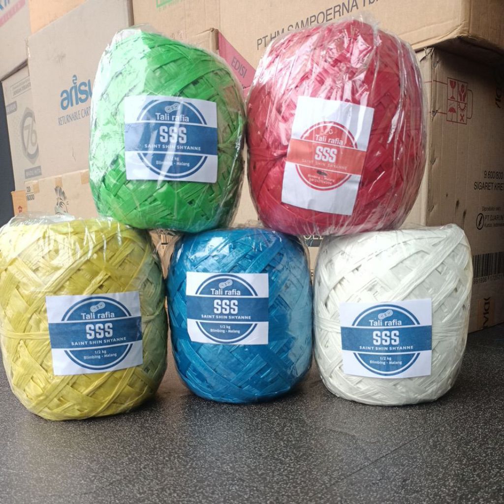 Jual TALI RAFIA WARNA MERAH, PUTIH, BIRU, HIJAU, KUNING, BIRU | Shopee ...