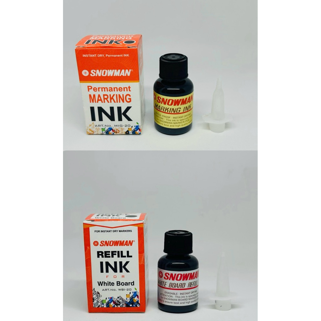 Jual Refill Tinta Spidol Whiteboard Permanent Snowman Warna Hitam ...