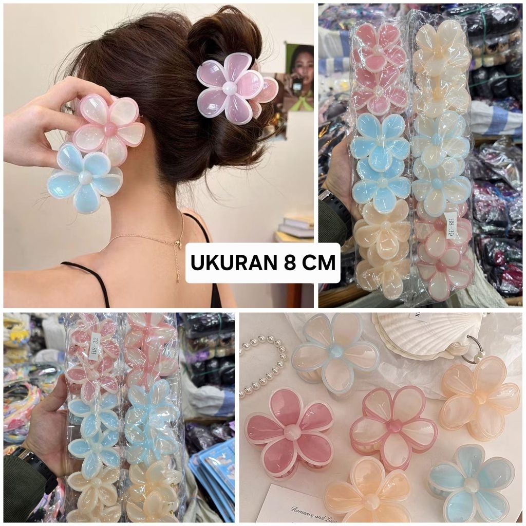 Jual 1 Lusin Jepitan Rambut Bunga Kamboja Jelly/12 Pcs Jedai Rambut ...