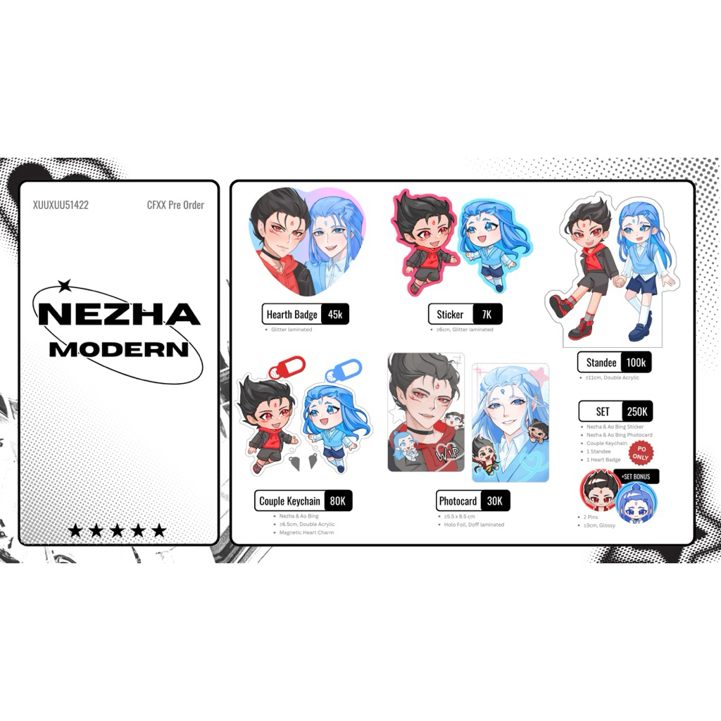 Jual Nezha Ao bing Modern Au Sticker Keychain Standee Heart Badge ...