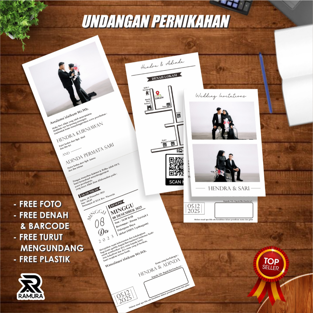 Jual Undangan Lipat Pernikahan Minimalis I ( Free Desain, Foto, Denah ...