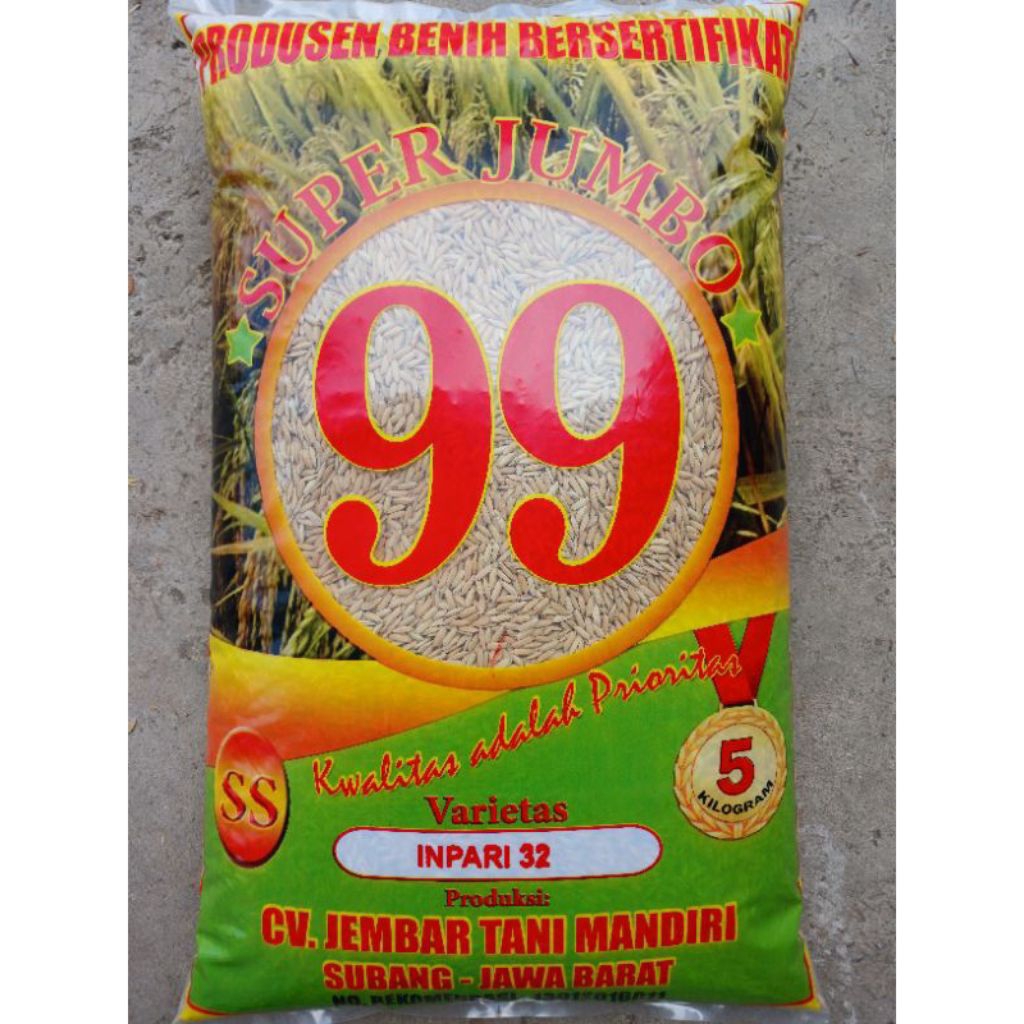 Jual Benih padi unggul Inpari 32 super jumbo 99 bersertifikat kemasan 5kg | Shopee Indonesia