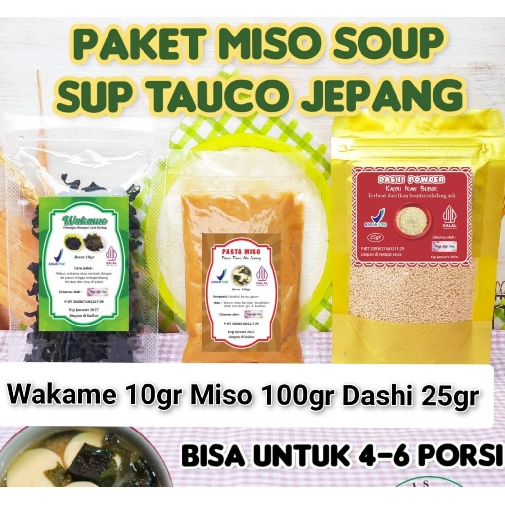 Jual Paket bahan Miso Soup (miso 100gr ,Dashi 25gr, Wakame 10gr) sup ...