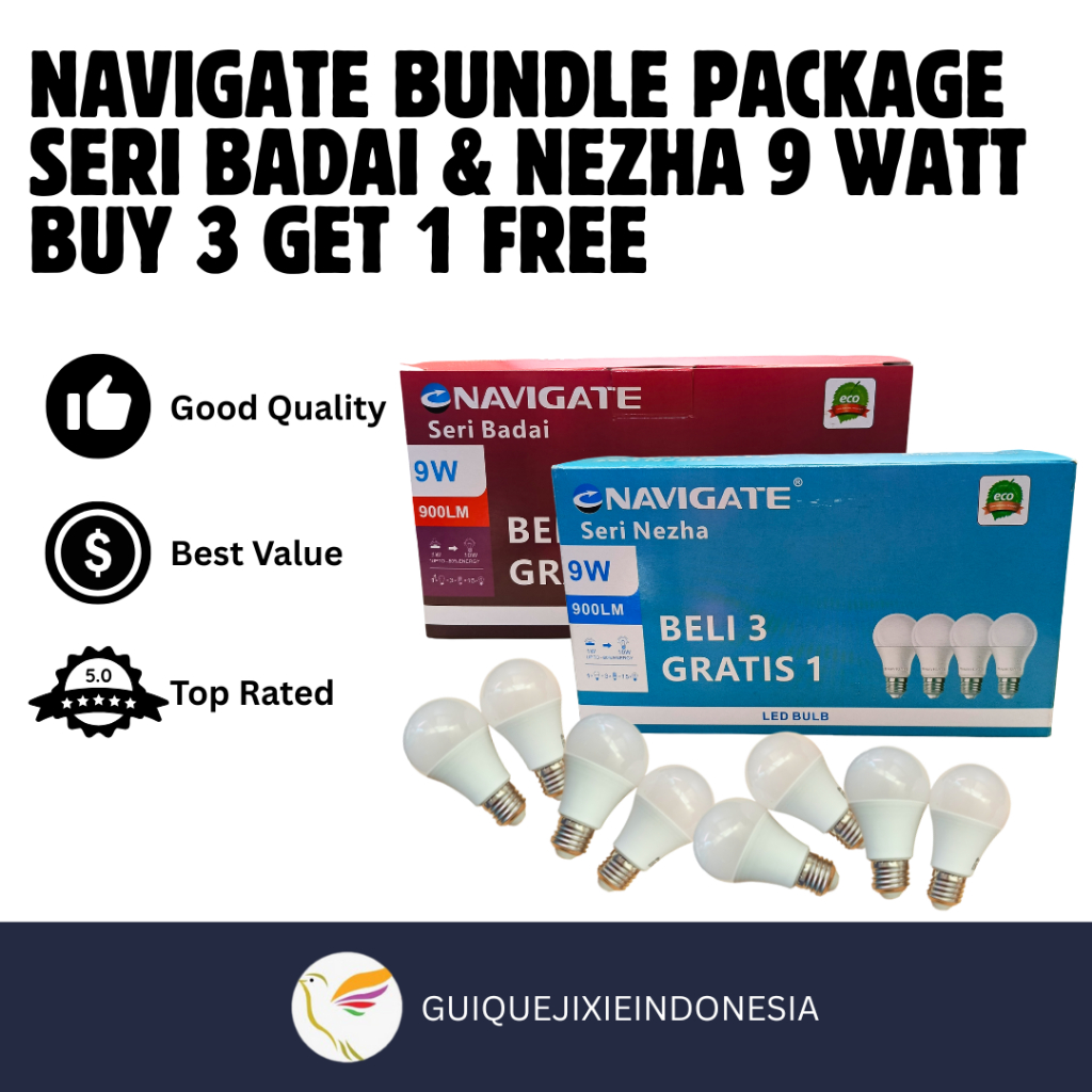 Jual NAVIGATE LED BULB SERI BADAI & SERI NEZHA Paket Beli 3 Gratis 1 9W ...