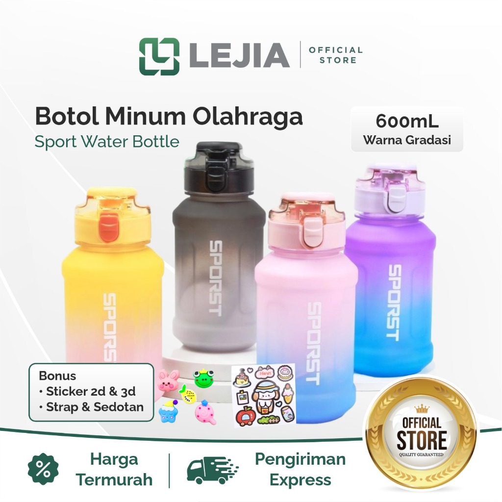 Jual Botol Minum Gradasi Sports 600ML Free Stiker 2D+3D BPA FREE ...