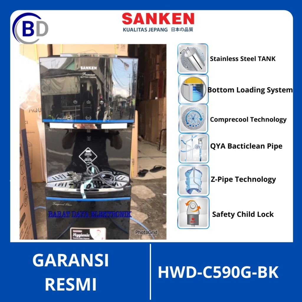 Jual Dispenser Sanken Galon Bawah HWD-C590G-BK | Shopee Indonesia