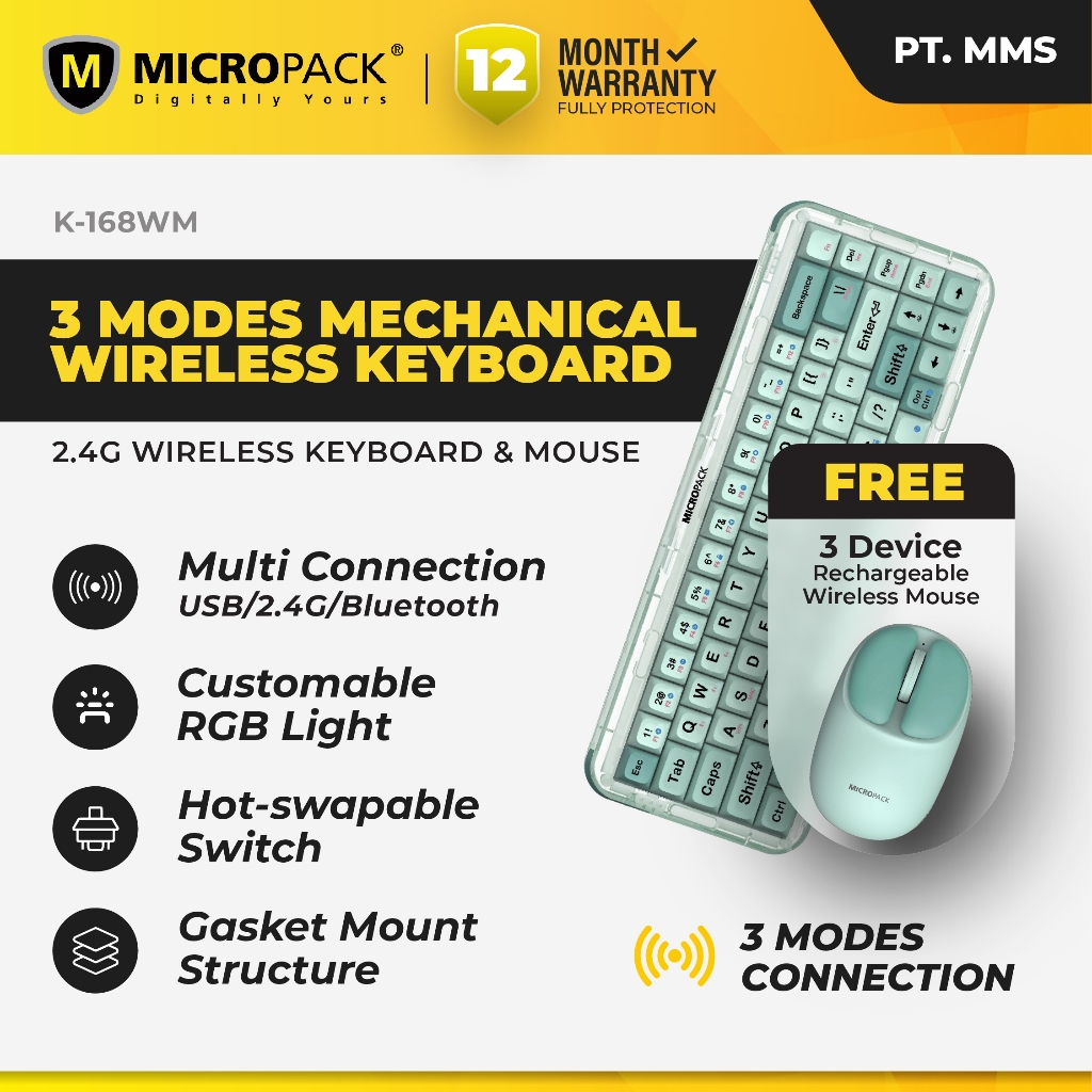 Jual MICROPACK- [FREE BUNDLING] KEYBOARD WIRELESS - LIFESTYLE - 3 MODES ...