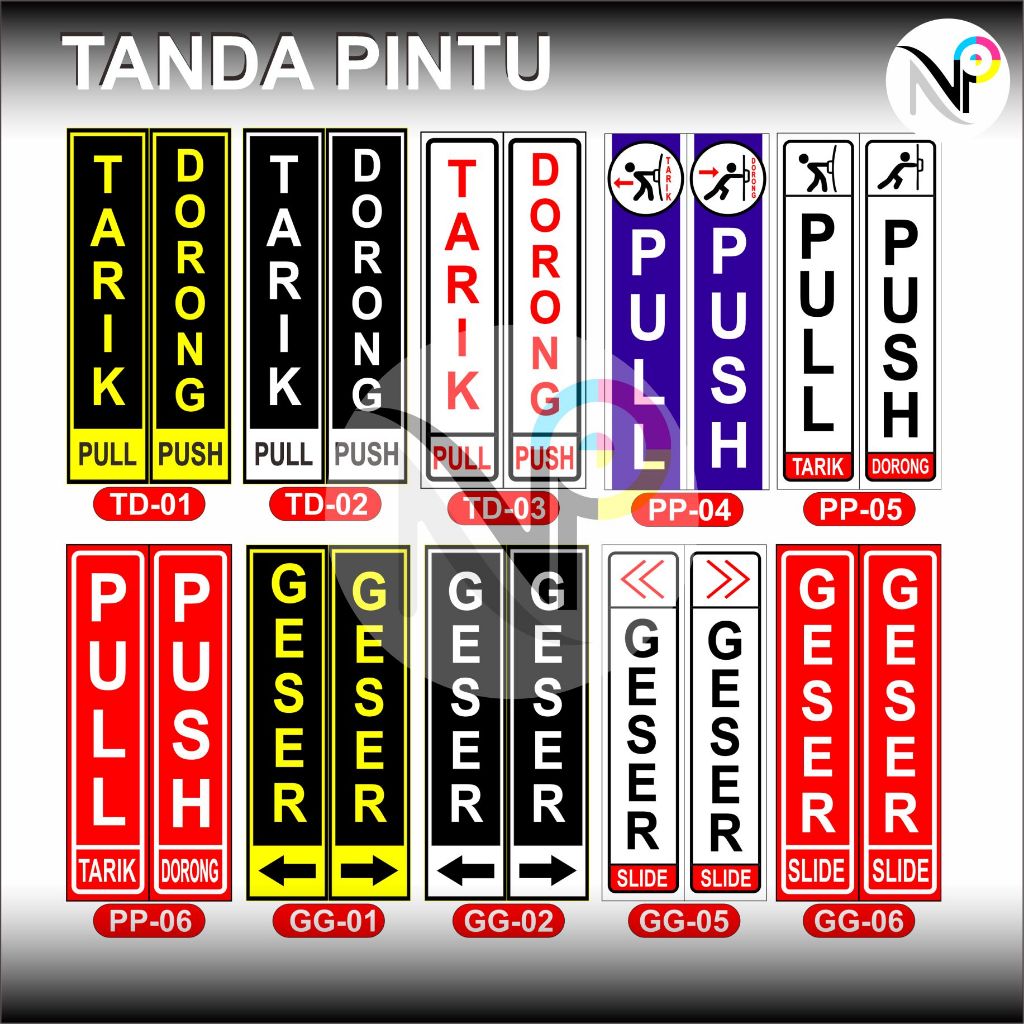 Jual STICKER PINTU TARIK DORONG PULL PUSH GESER 2 pcs (Harga per pasang ...