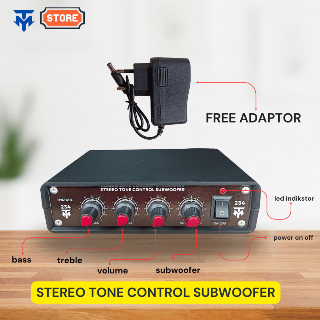 Jual tone control stereo plus subwoofer free adaptor | Shopee Indonesia