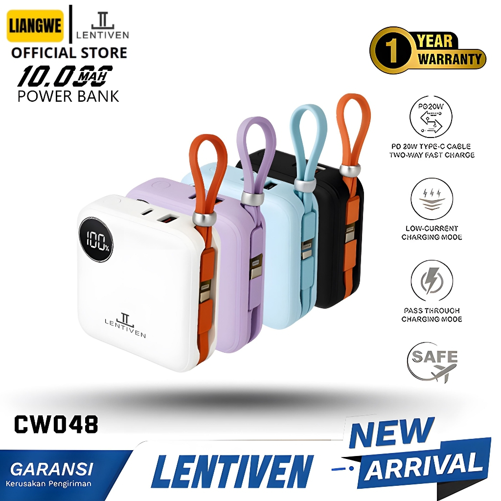 Jual LIANGWE LENTIVEN 10000mAh Powerbank Mini Fast Charging 1 KABEL ...