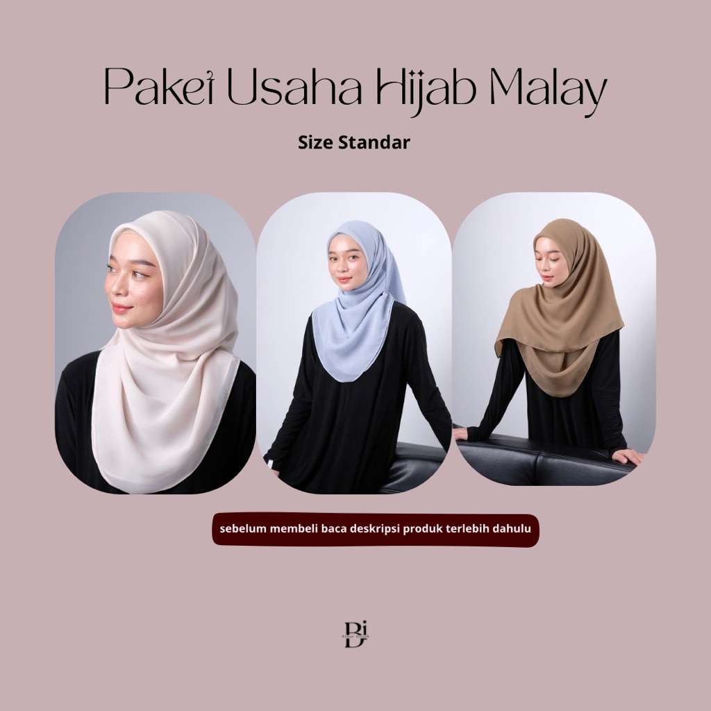 Jual Paket Usaha 12 pcs Hijab malay Standar ukuran 113 x 113 cm ...